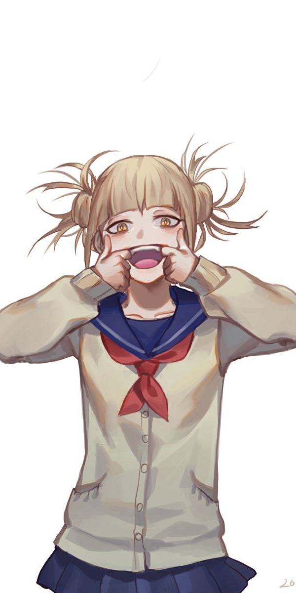 HDデスクトップ 壁紙: トガヒミコ, 僕のヒーローアカデミア, アニメ, ブロンド, 学生服, 笑顔, 黄色い目ダウンロード無料画像 #409801