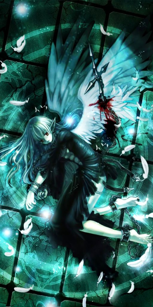 Phone wallpaper: Anime, Angel, Feather, White Hair, Wings, Fallen Angel ...