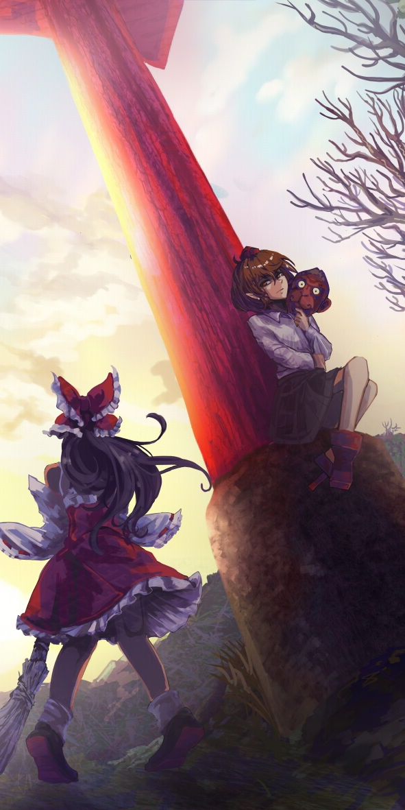 Phone wallpaper: Anime, Touhou, Aya Shameimaru, Bow (Clothing), Broom ...