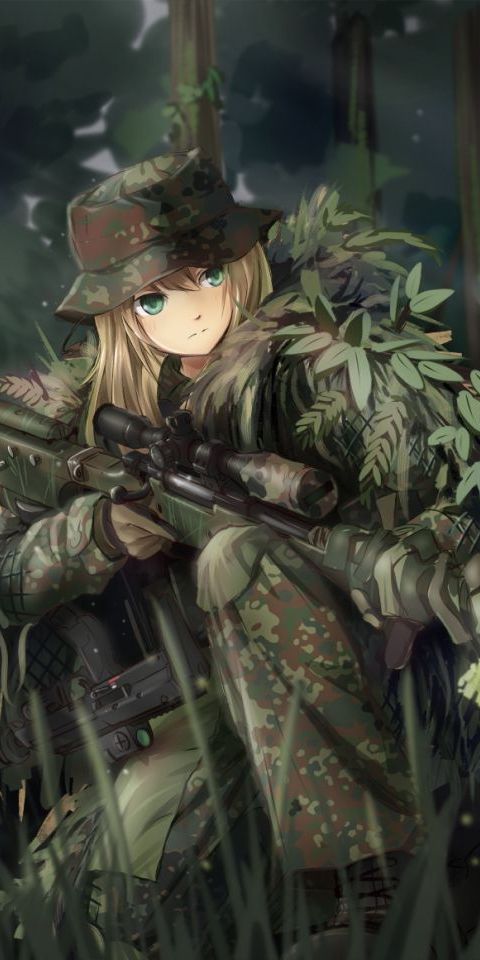Phone wallpaper: Sniper, Anime, Military, Sniper Rifle, Weapon, Woman ...