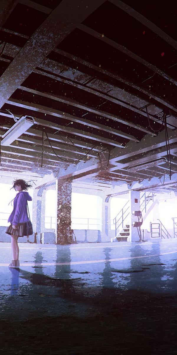 Desktop wallpaper: Anime, Girl, Light, Parking Garage, Short Hair ...